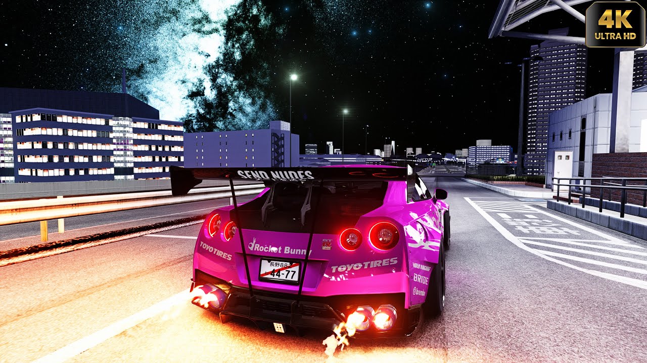 1015HP Pink Nissan GTR R35 - Starry Night Driving - Assetto Corsa 4K ...