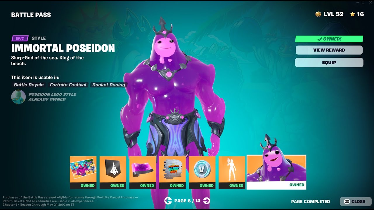 Fortnite | Battle Pass Reward Unlock | Page 6 | Immortal Poseidon | Outfit Unlock | Preview ...