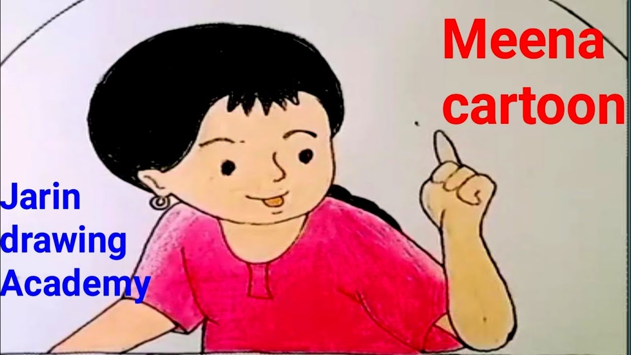 how to draw favorite cartoon character Meena //Meena cartoon drawing ...