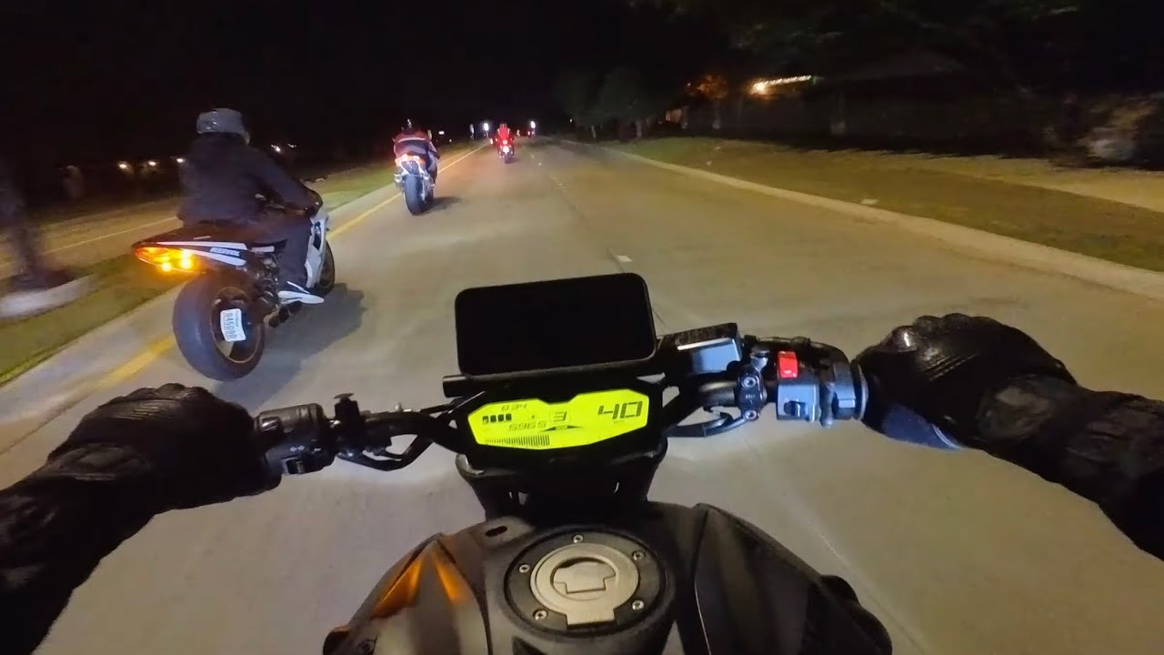 Yamaha MT07 - Night Ride / DFW Shenanigans Bike Night - (Episode 28 ...