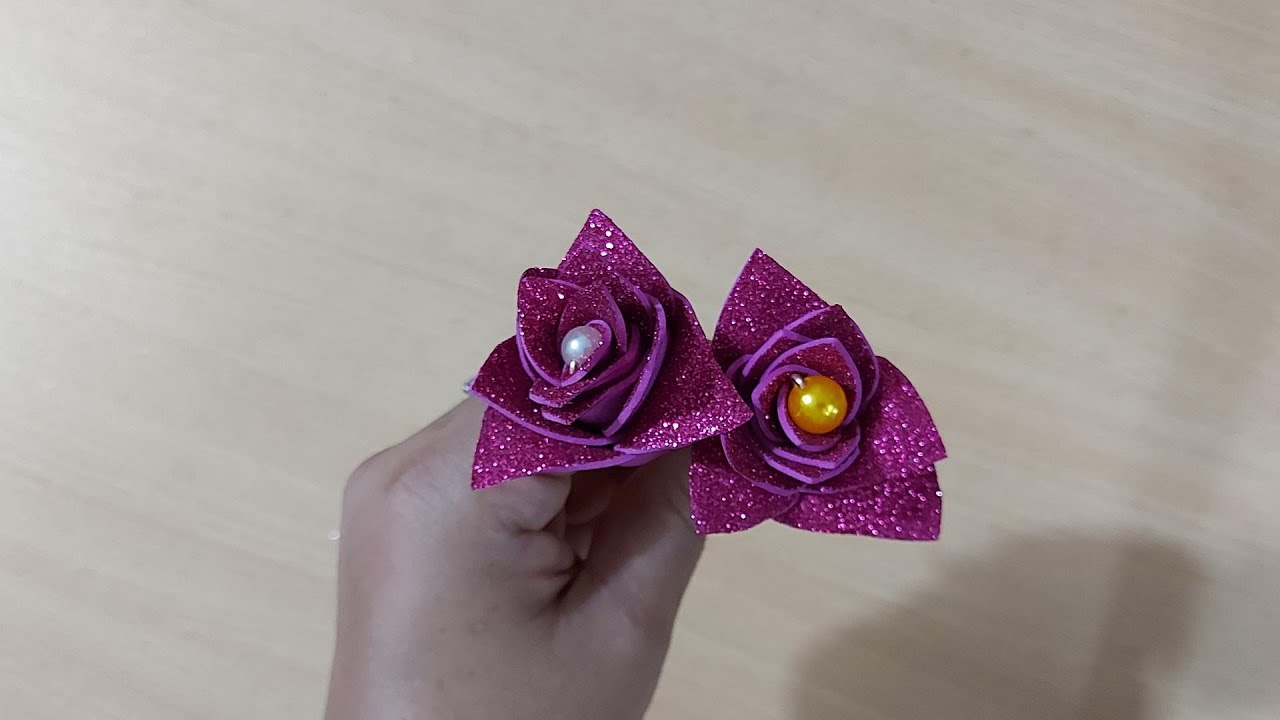 How To Make Beautiful Easy Gliter Paper Flower Paper Craft Easy how-to-make-beautiful-easy-gliter-paper-flower-paper-craft-easy