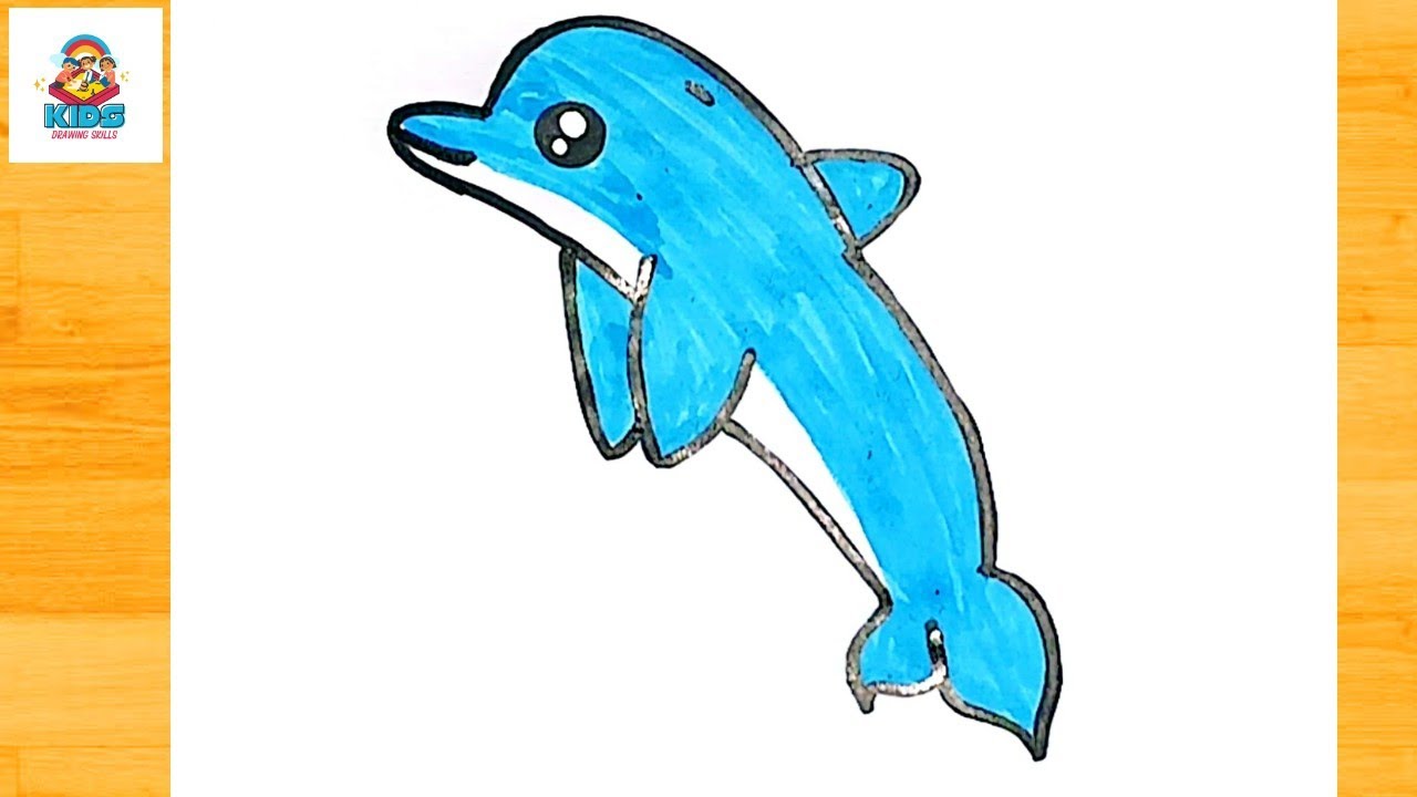 How To Draw A Cartoon Dolphin - YouTube