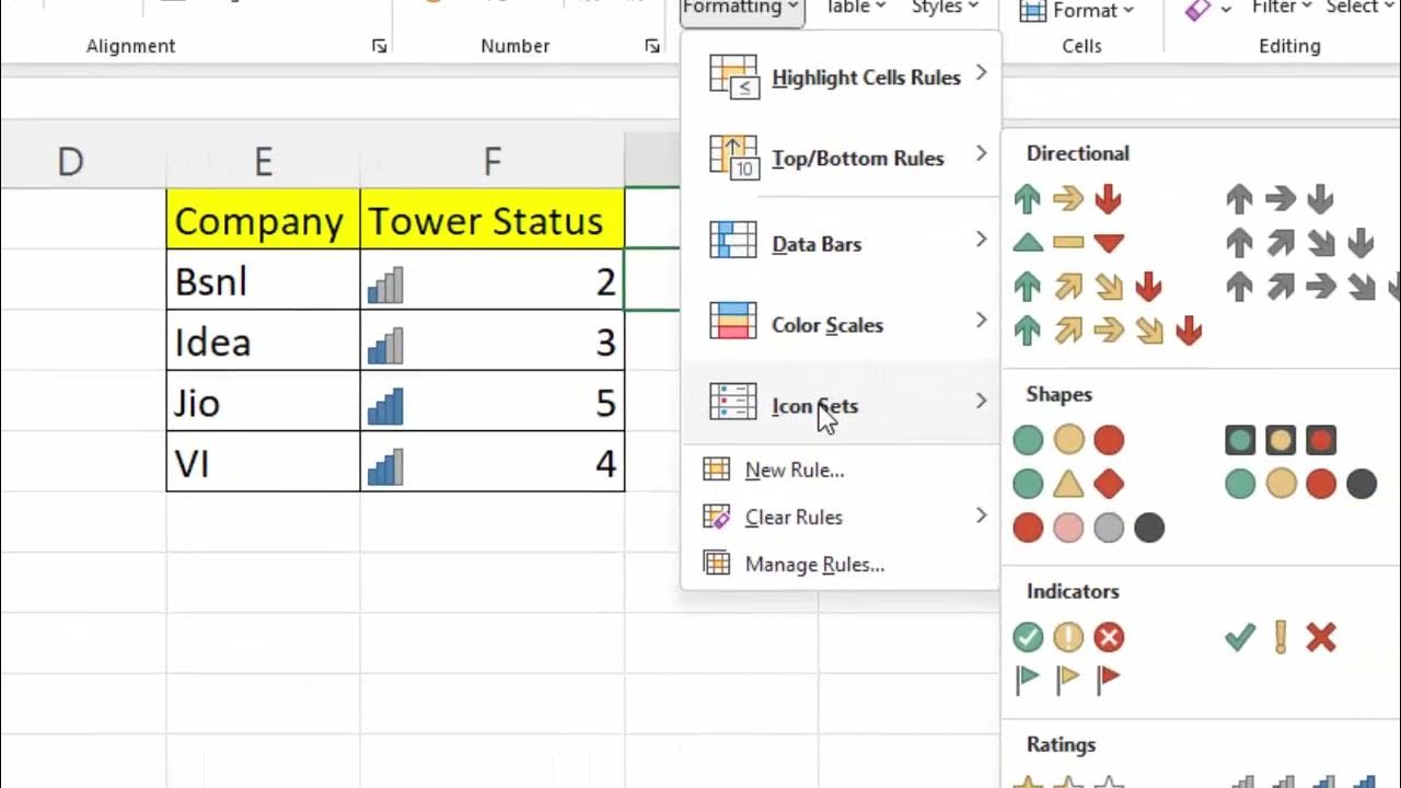 How to create mobile towers using conditional formatting in Ms Excel in hindi ...