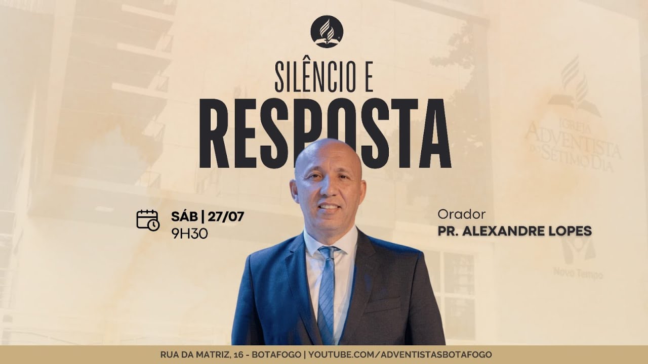 CULTO AO VIVO | SILÊNCIO E RESPOSTA | Pr. Alexandre Lopes - 27/7/2024 ...