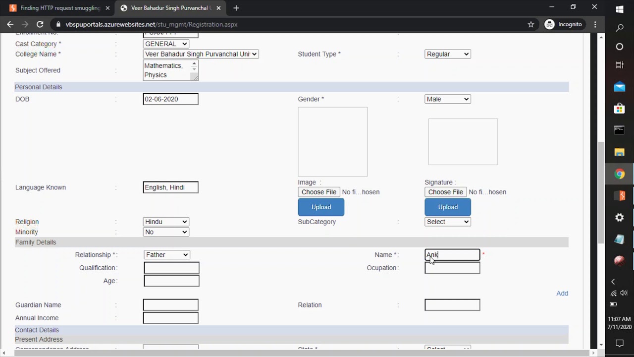 Filling Registration form Part-2 - YouTube