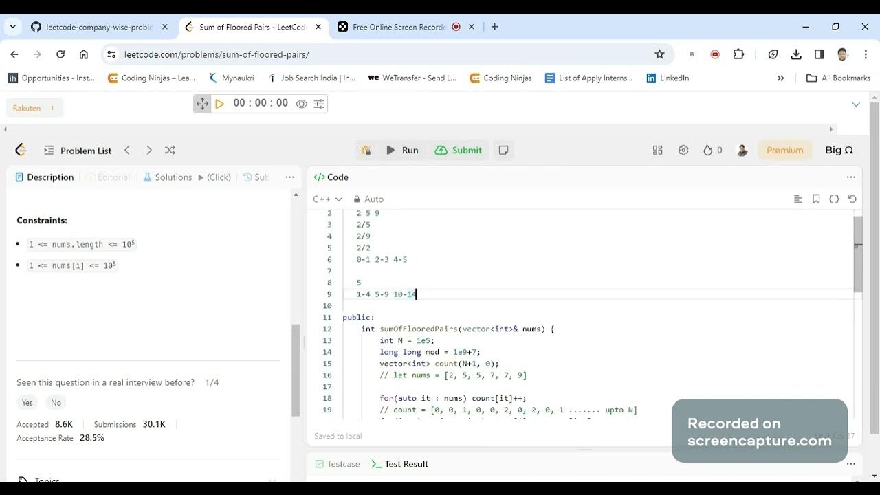 Sum of Floored Pairs C++ l LEETCODE - YouTube