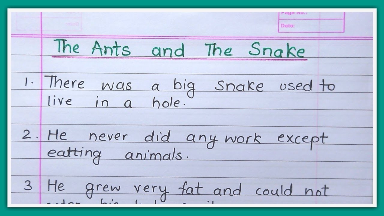 The ants and the snake | 10 lines story in english | The ant and the ...