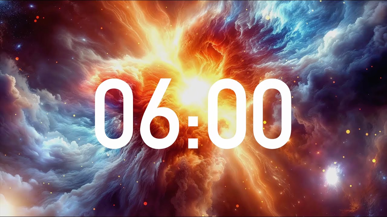 6 Minute Countdown Timer with Alarm and Deep Space Ambient Music (4K) - YouTube