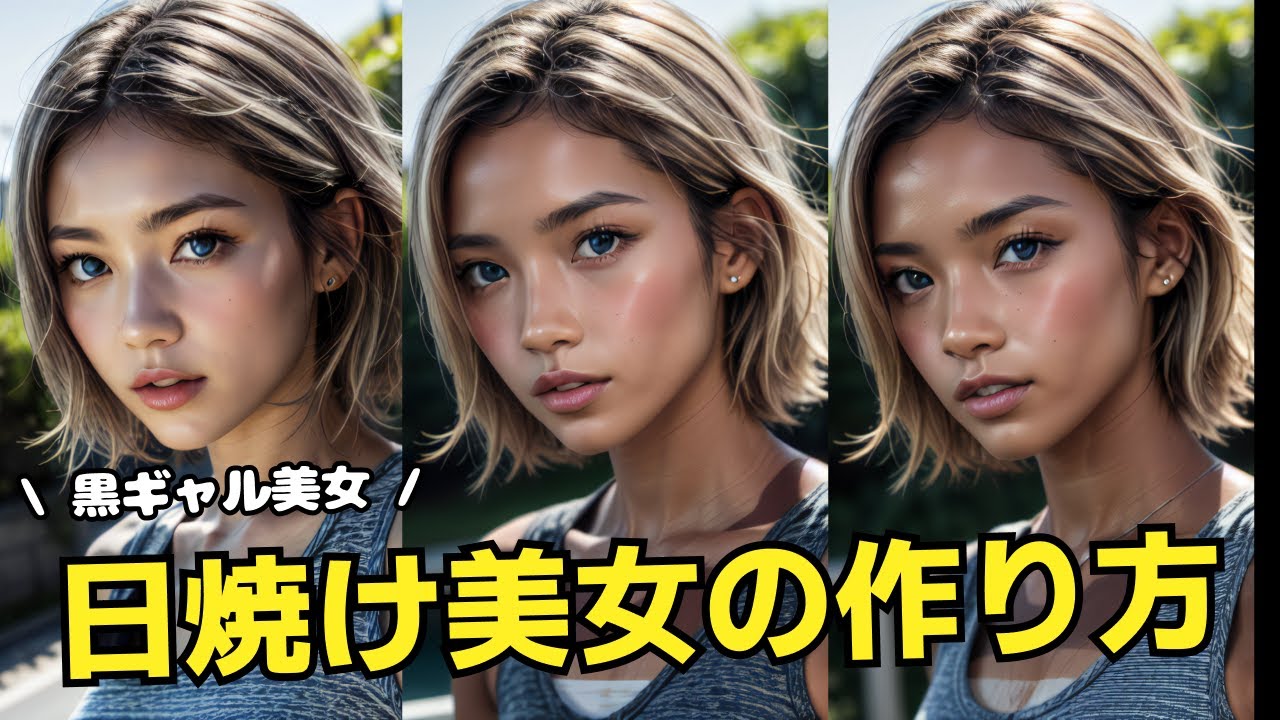 日焼け美女・個性的な黒ギャルを画像生成aiで作成する方法!肌色レベルも調整してみよう! Youtube