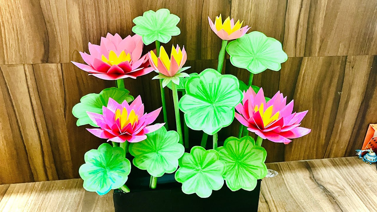 DIY- Paper Lotus Flower for Home Decoration || Easy Paper DIY | Latest ...