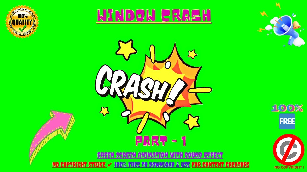 Window Crash💥Animation Green Screen With Sound Effect🔊No Copyright ...