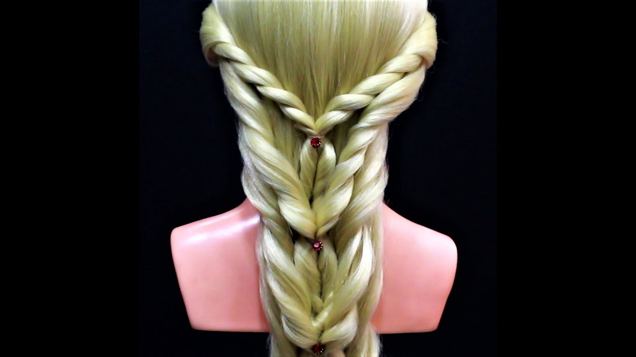 Open twist braid hairstyles, bun hairstyles, long hair - YouTube