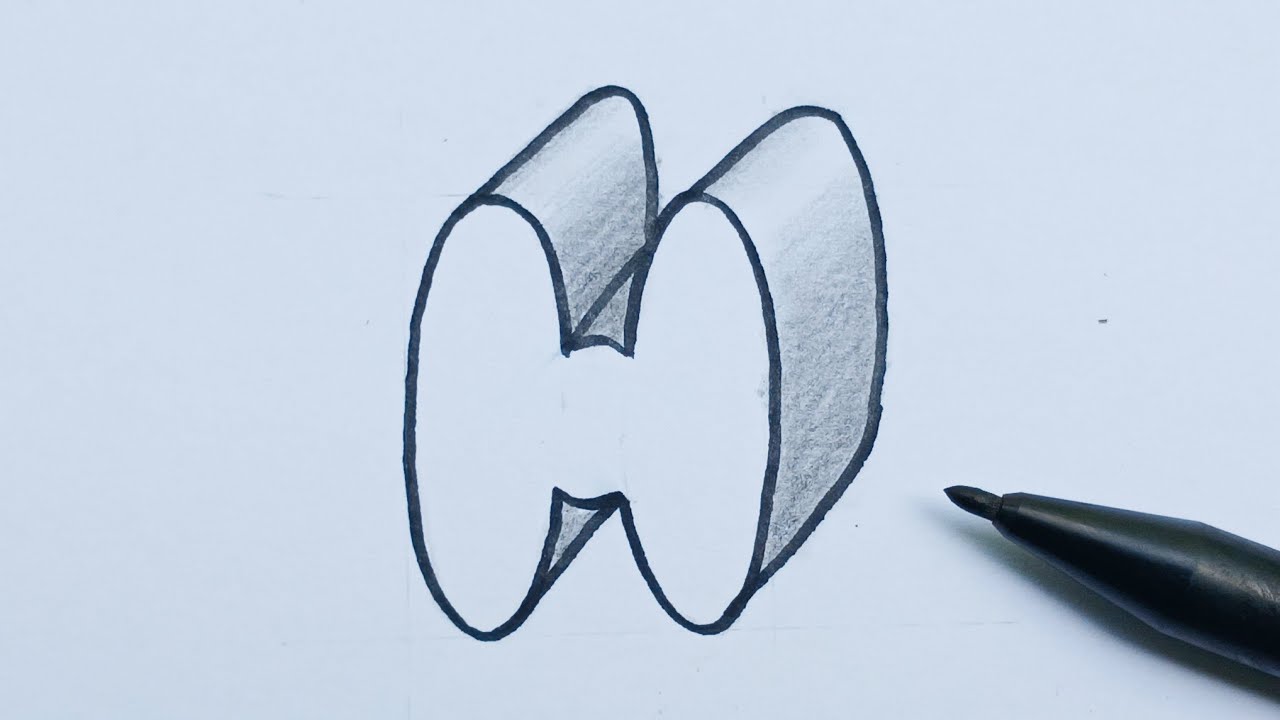 3d Drawing Letter H / How To Draw 3d Bubble Lettering Easy Simple For ...