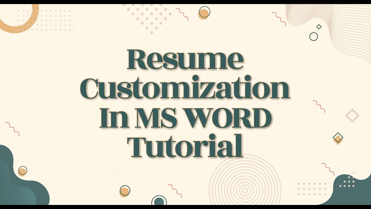 Resume Template Customization Intro - YouTube