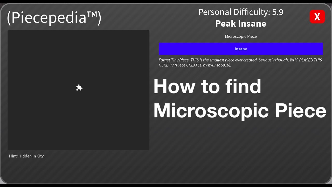 How to find Microscopic Piece in Find The Pieces Roblox - YouTube