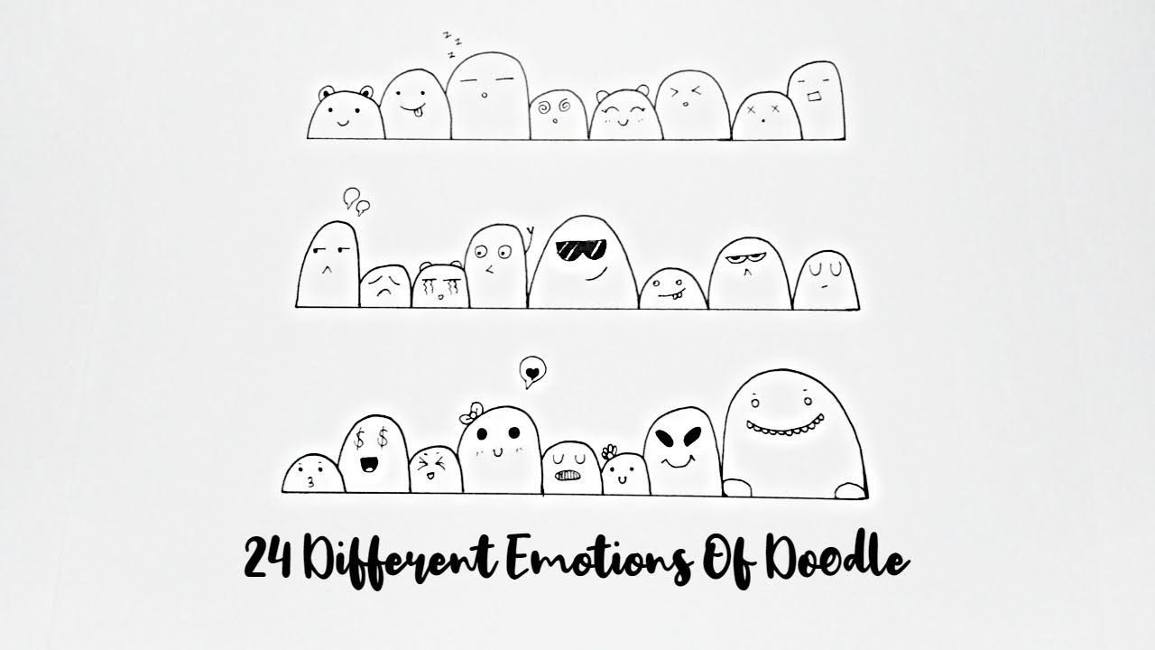 24 Different Emotions Of Doodle | Speed Drawing - YouTube