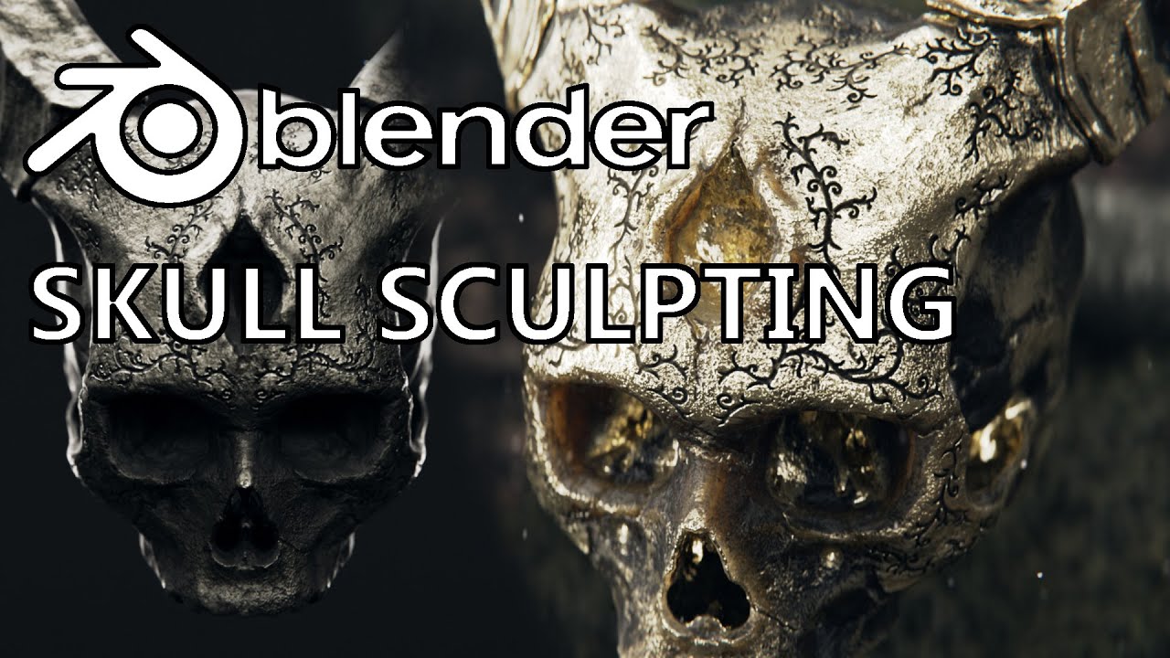 Making a Skull in Blender - Timelapse [scultping, retopo, texturing ...