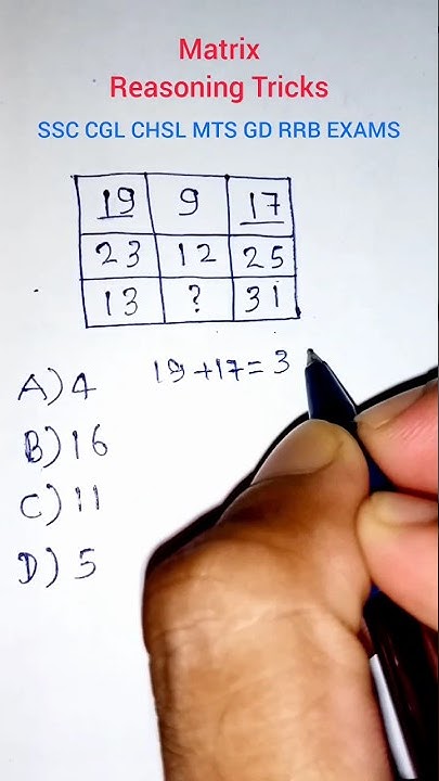 Matrix|Matrix Reasoning Tricks|Missing Number|#ssc #chsl #gd #cgl #mts #shorts #viral #ytshorts ...