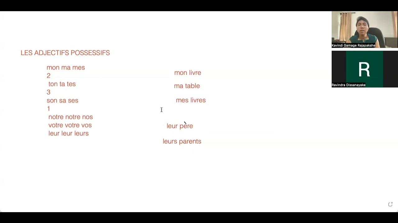 French possessive adjectives: classification - YouTube
