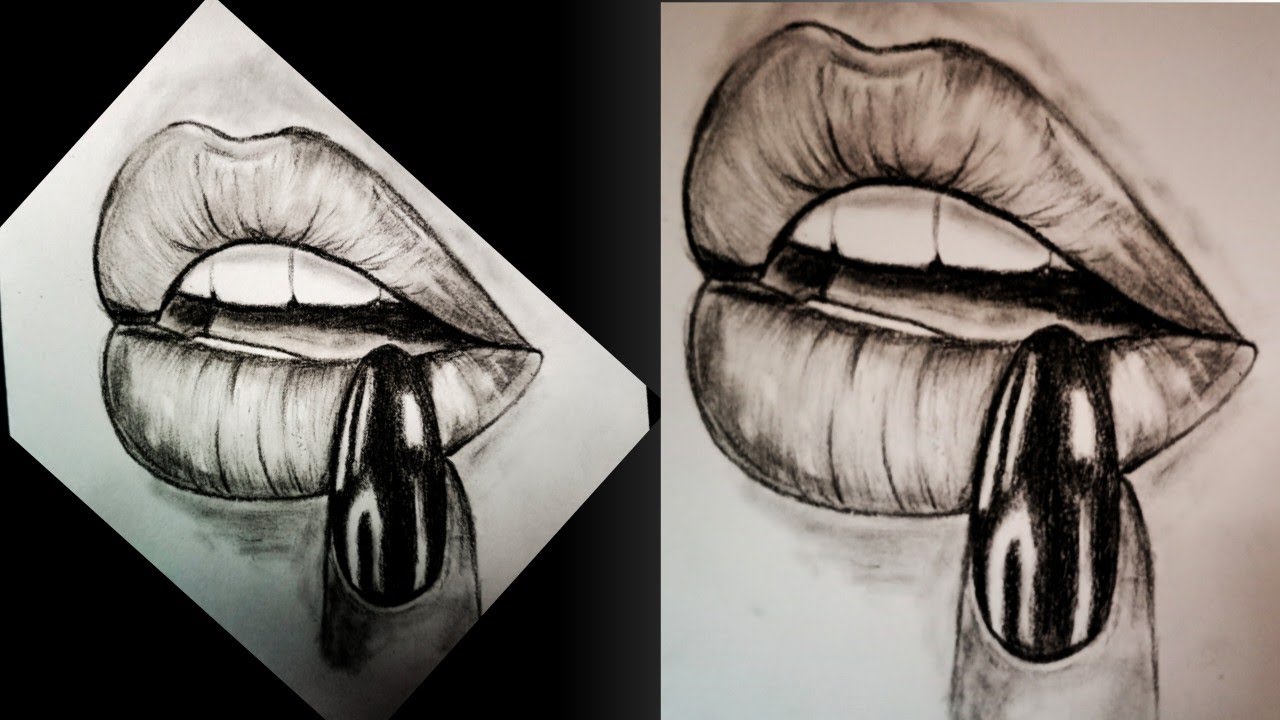 How to draw lips | Drawing lips with charcoal | how to draw - YouTube