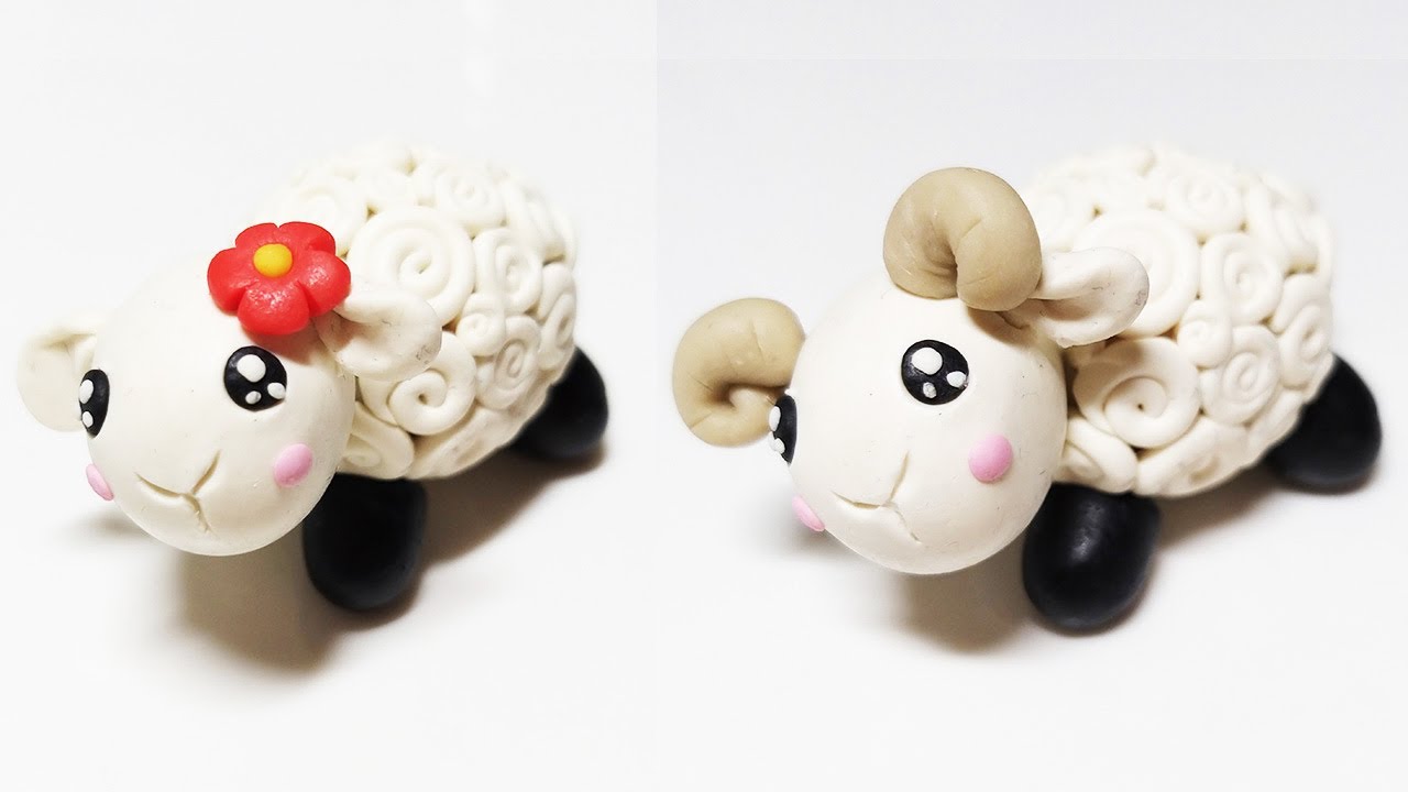 How to make Sheep and Ram 🐏 of Modelling clay or fondant - YouTube