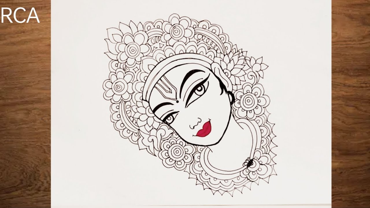 How to draw Durga Maa ll Durga Mata Face drawing for beginners ll ...