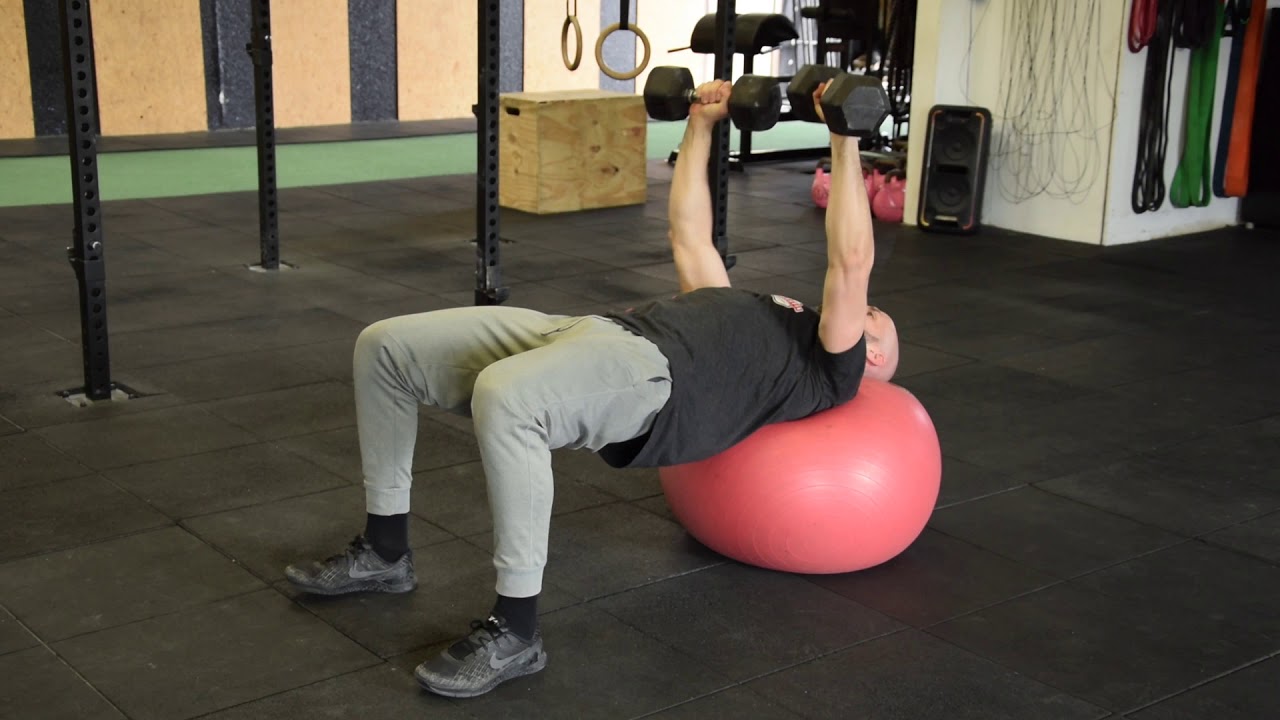 Swiss Ball Dumbells Bench Press - YouTube