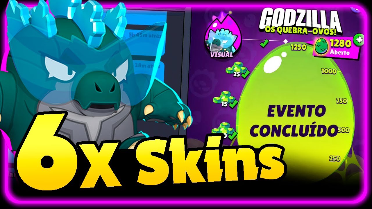 CONSEGUI 6 SKINS DO BUZZ GODZILLA NO BRAWL STARS!!! #brawlstars # ...