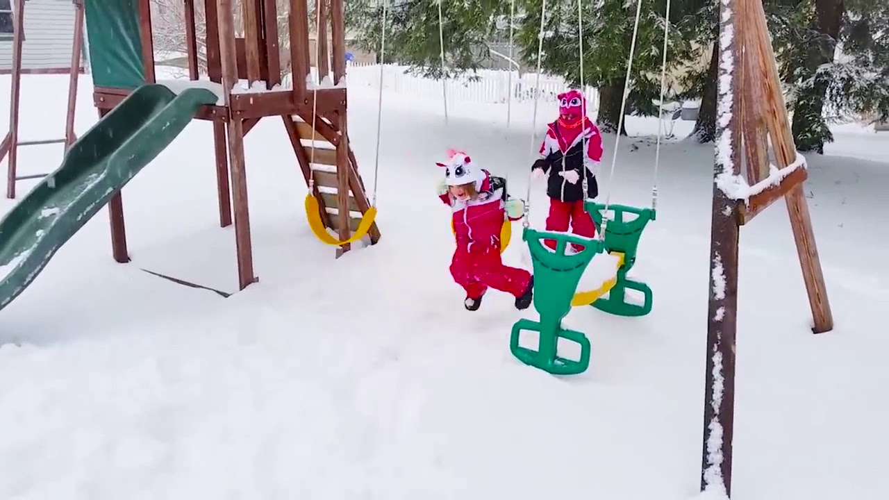 Cute Baby Playing in the Snow First Time - Baby Outdoor Video - YouTube