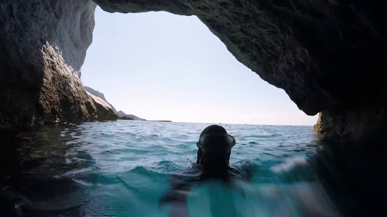 Swimming Through the Grotto at Capo Bianco in Ponza in HD - YouTube