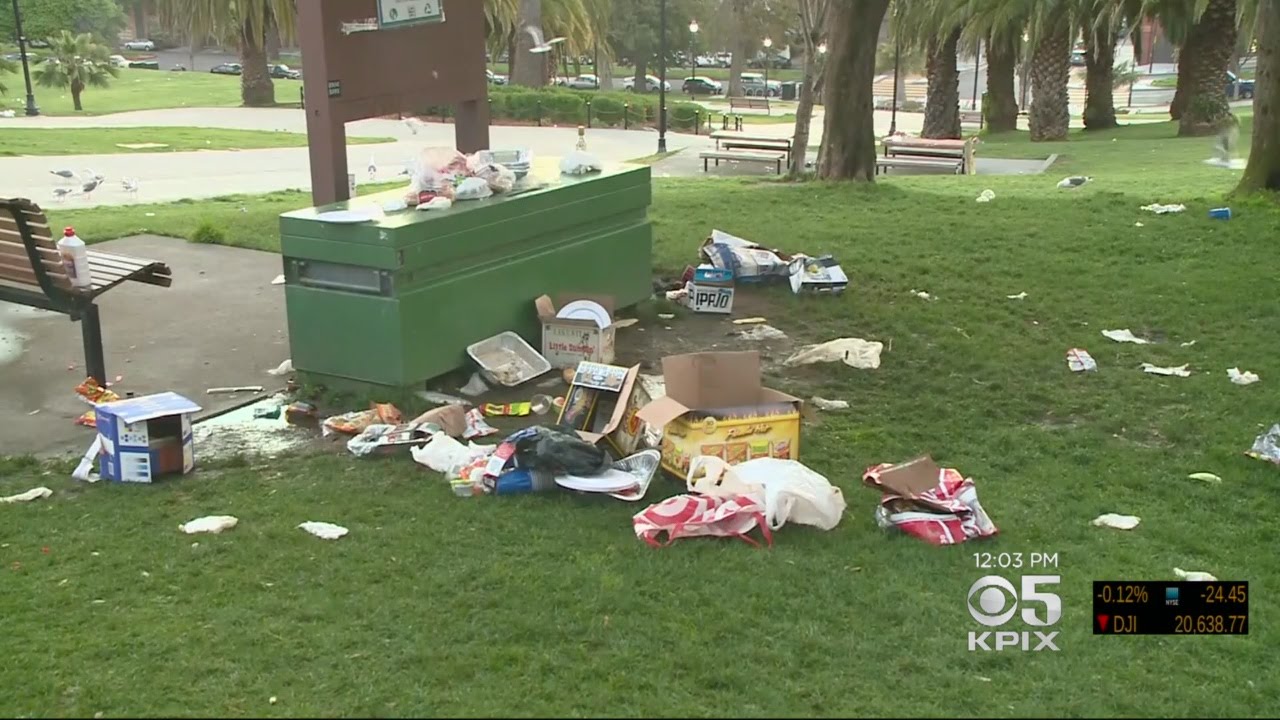 Dolores Park Trashed Again During Warm San Francisco Weekend - YouTube