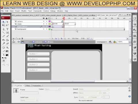 How to structure a full flash actionscript 3 web site tutorial CS3 + CS4 - Part 3 - YouTube