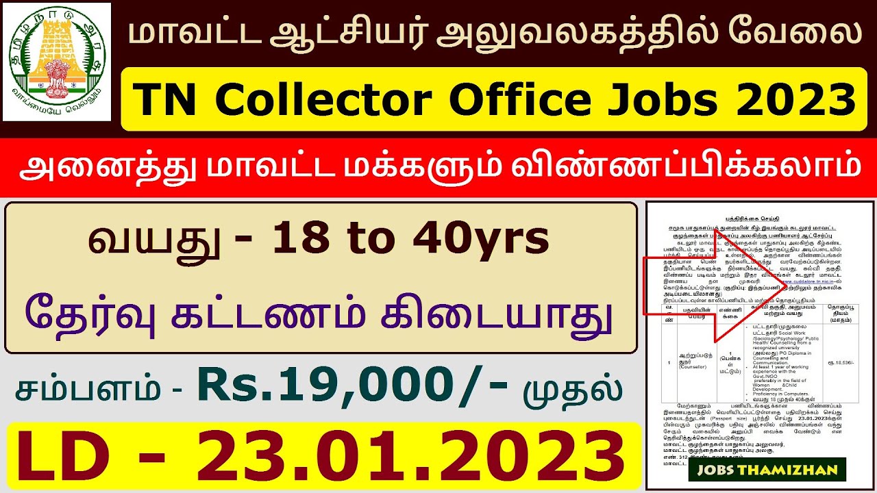 TN Govt Collector Office Jobs 2023⧪ TN govt jobs 🔰 Job vacancy 2023 ⚡ ...