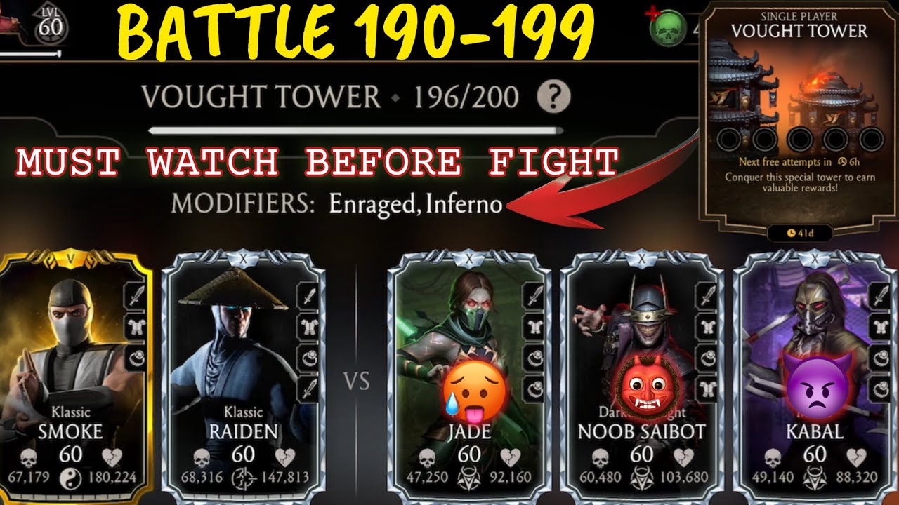 Vought Tower Hard Battles 190-199 Fight + Reward MK Mobile - YouTube