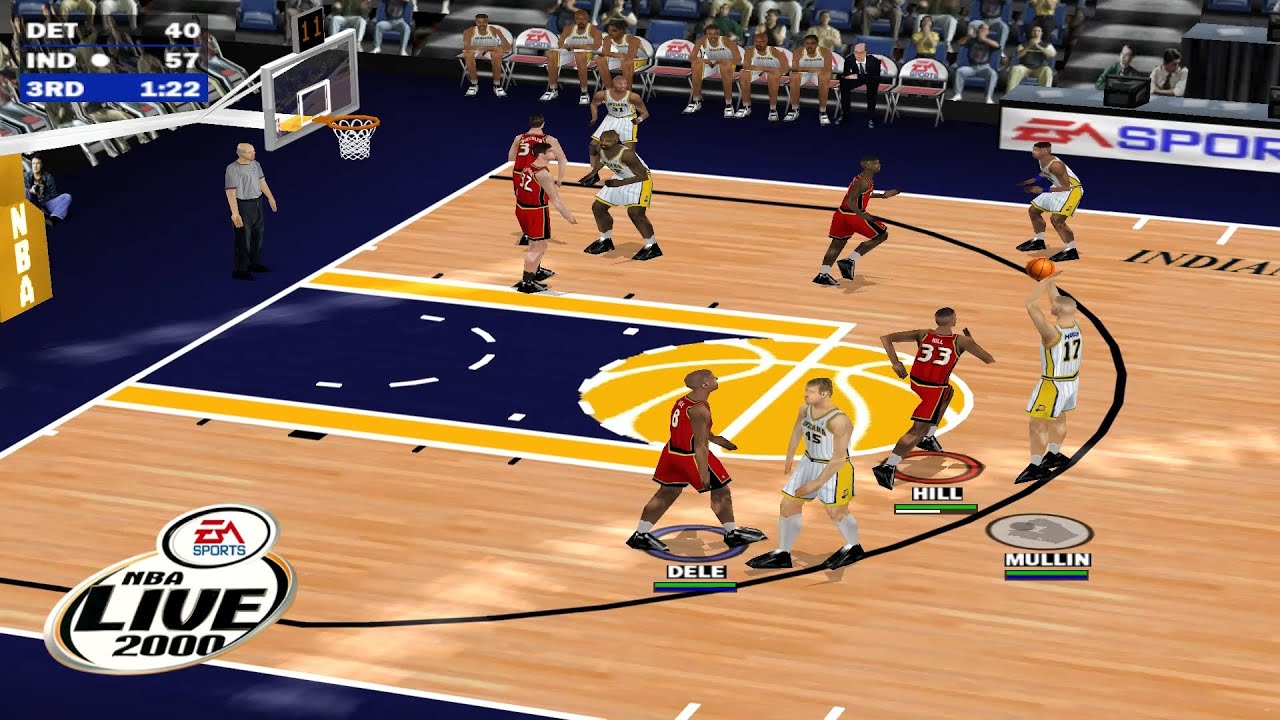 NBA Live 2000 (PC) - Pacers vs. Pistons - Highlights - Reggie Miller 26 ...