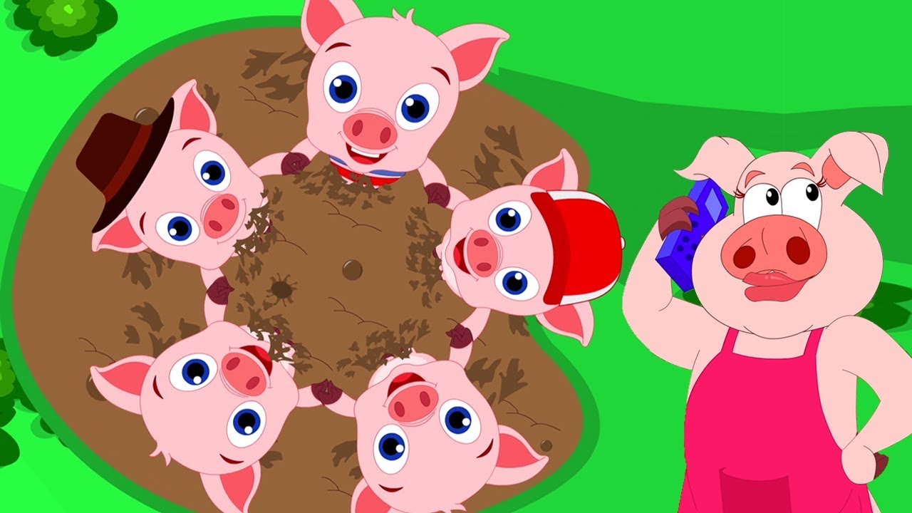 пять маленький поросенок | рифмовые песни | Five Little Piggies ...