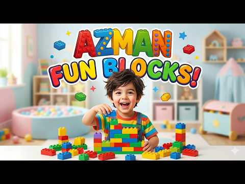 Cute Azman Builds Colorful Blocks | Fun Kids Playtime