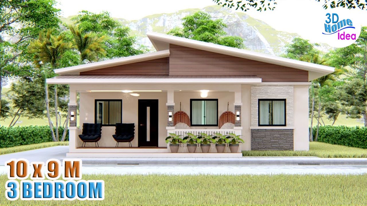 (10 x 9 Meters) Elegant House Design Idea with 3 Bedroom Cozy House ...