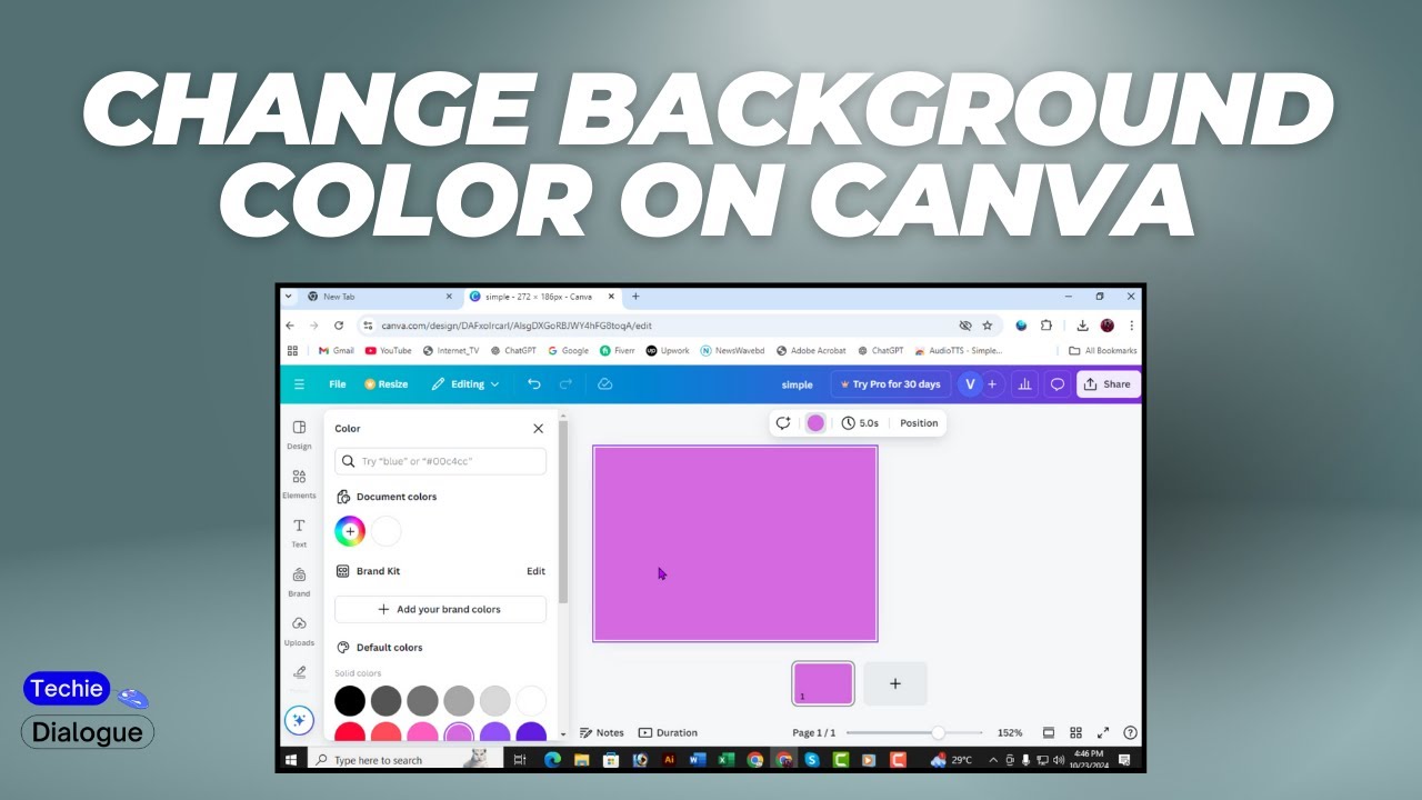 How to Change Background Color on Canva - YouTube