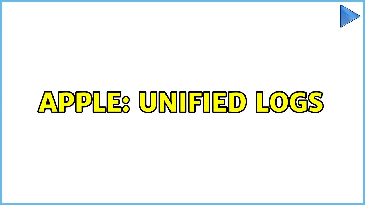 Apple: Unified Logs - YouTube