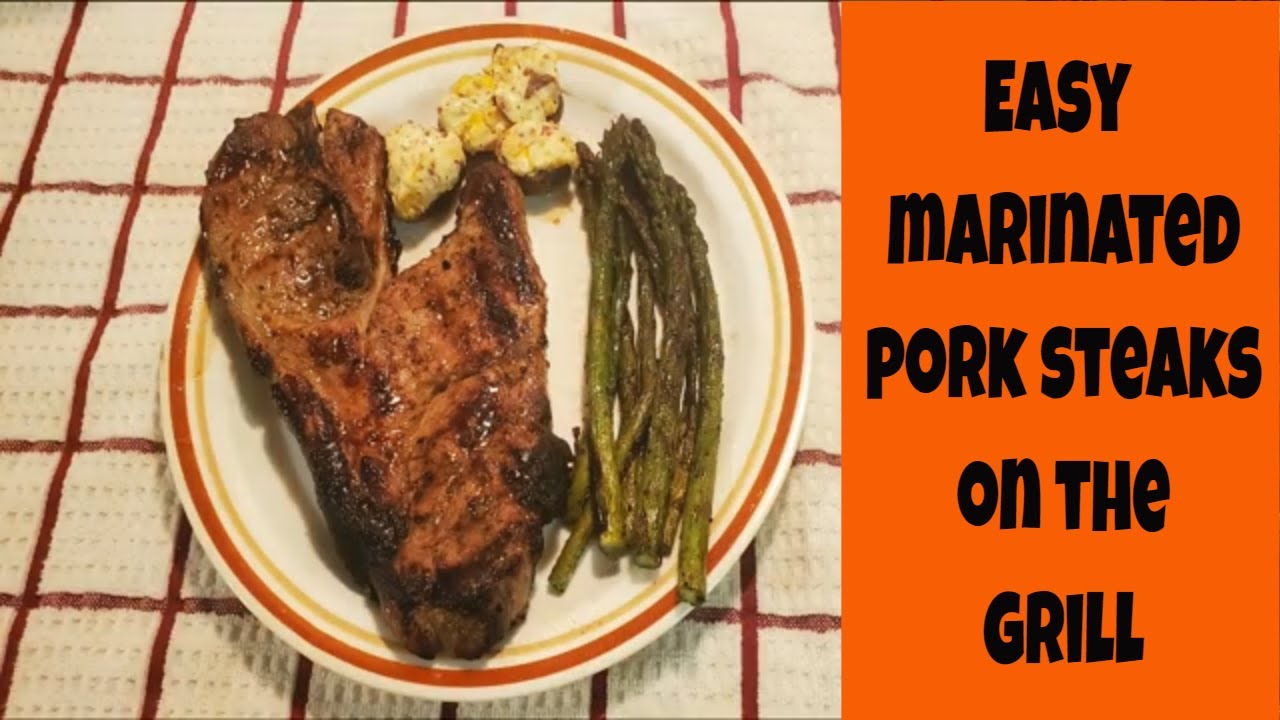 What's cooking with the Bear? Grilled pork steak, asparagus and stuffed ...
