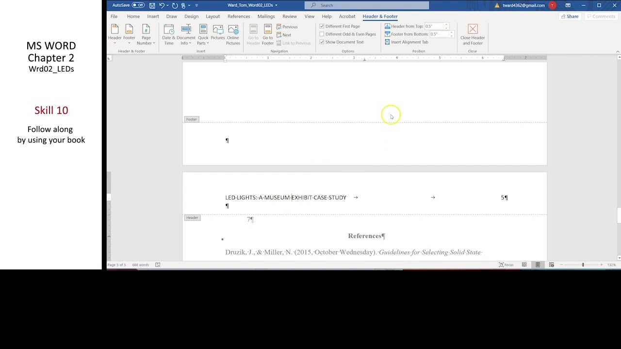 Comp Lit - Word 02 - Skill 10 - Create Custom Headers and Footers - YouTube