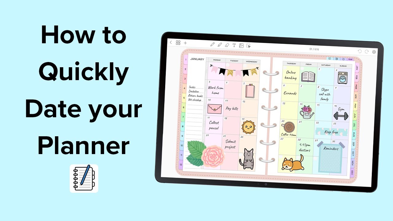 How to quickly date your planner | Penly app tutorial - YouTube