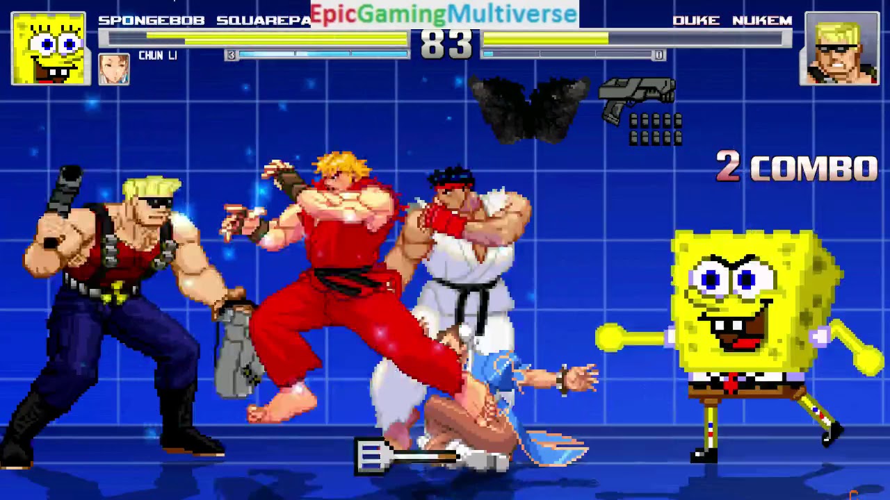 SpongeBob SquarePants And Street Fighter Characters VS Duke Nukem In A ...
