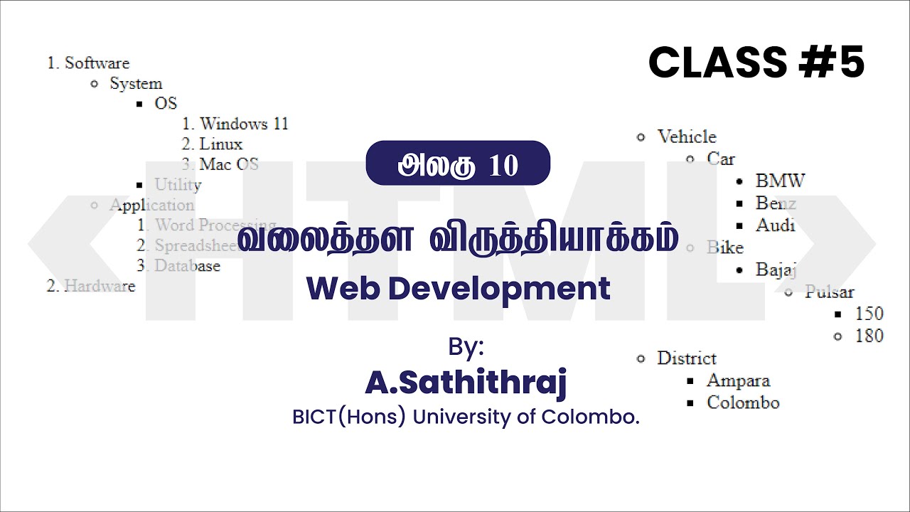 #5. GCE A/L ICT - Unit 10 (Web Development) - HTML Class - YouTube
