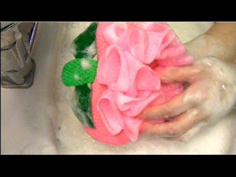 ASMR DOVE SOAP LOOFAH Scratching Soapy Sponge sounds soap scratching ...