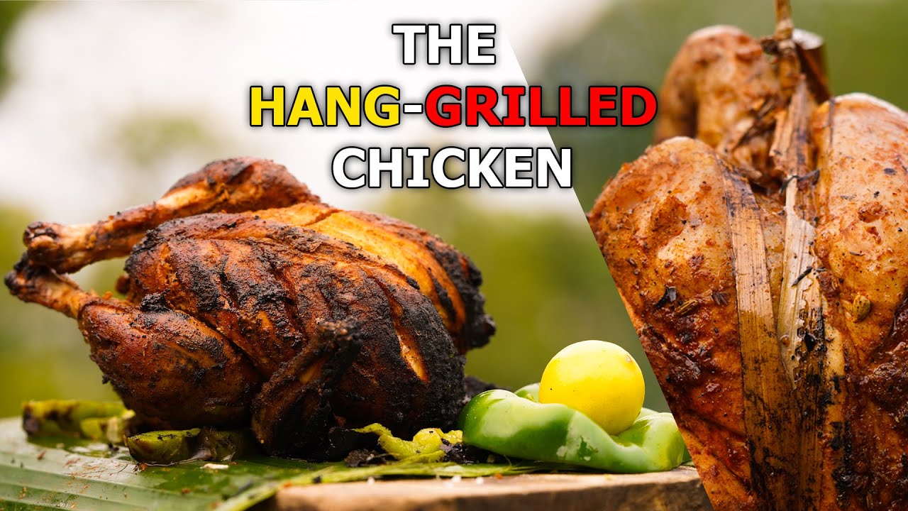 Hang-Grilled Chicken-Primitive Cooking-village cooking - YouTube