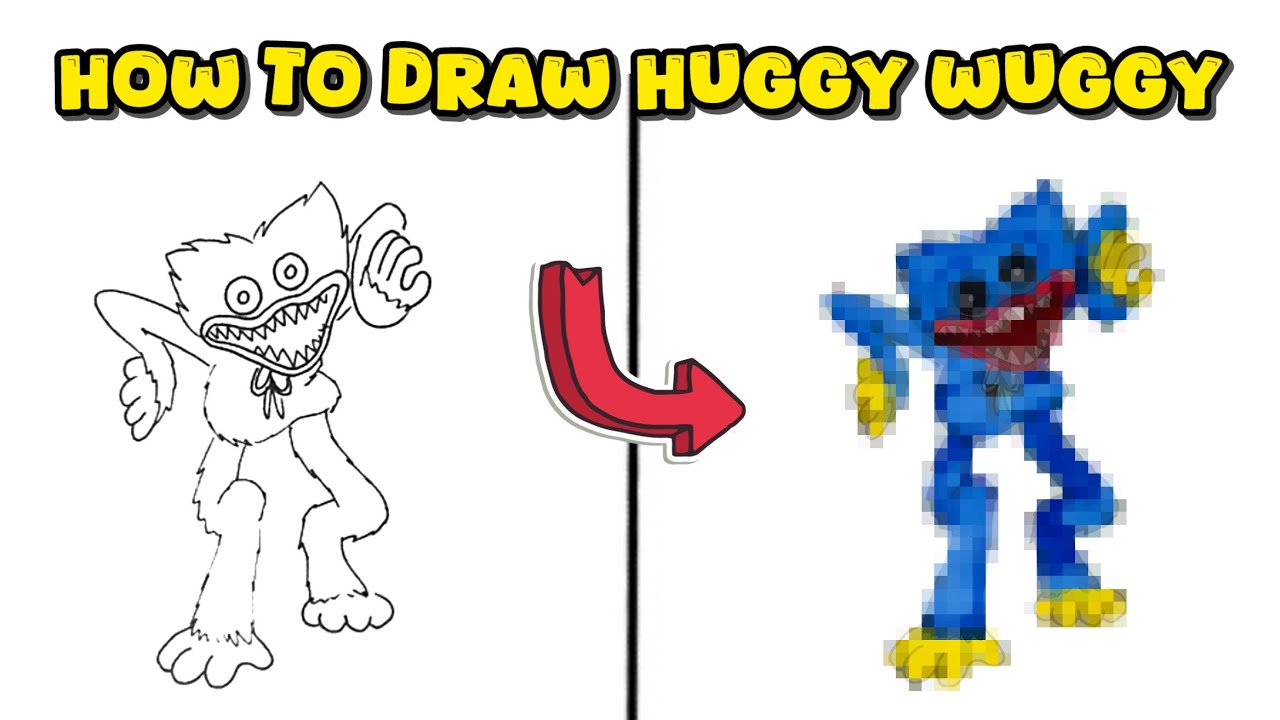 How to Draw Huggy Wuggy from Poppy Playtime – Horror Character Art ...