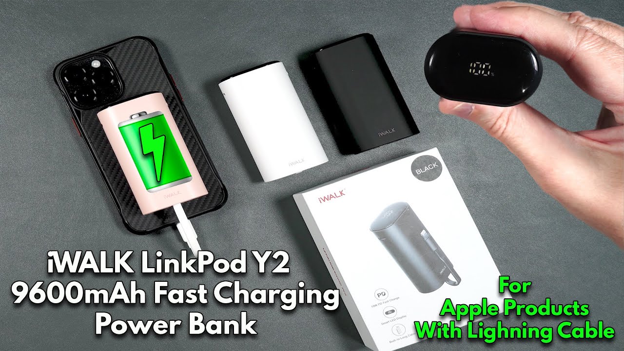 iWALK LinkPod Y2 9600mAh Fast Charging Power Bank for iPhone 14 - YouTube