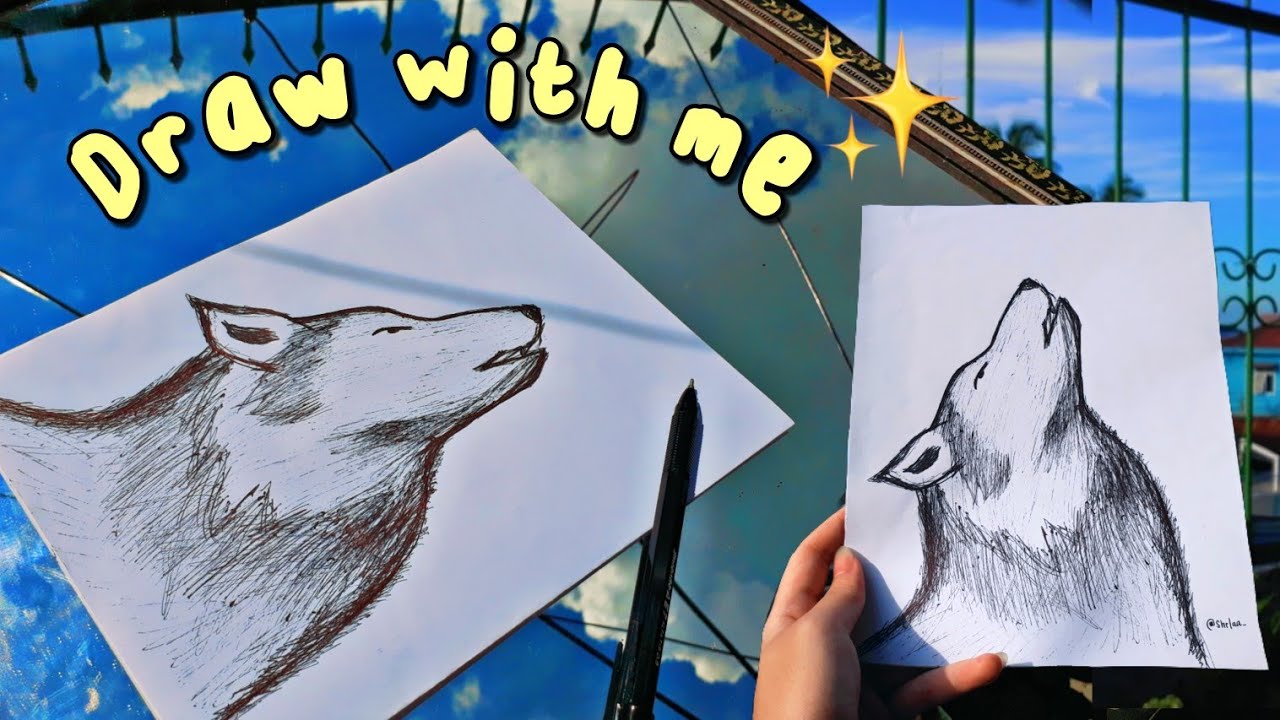 Draw with me💗🐺 || with only pen!! indonesia - YouTube